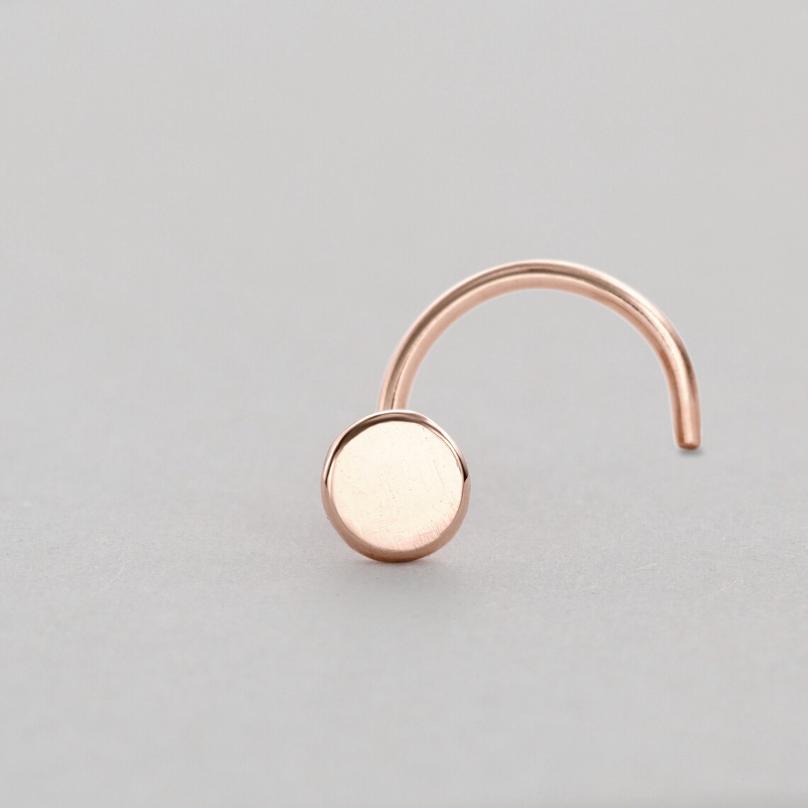 Flat Nose Stud Disk Nose Stud Gold Round Nose Stud Real | Etsy