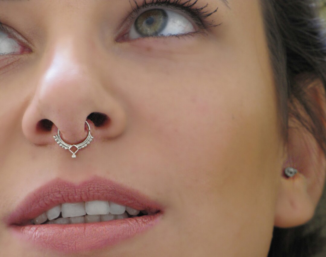 White Gold Septum Ring, Septum Gold 14k, Septum Jewelry, Septum ...