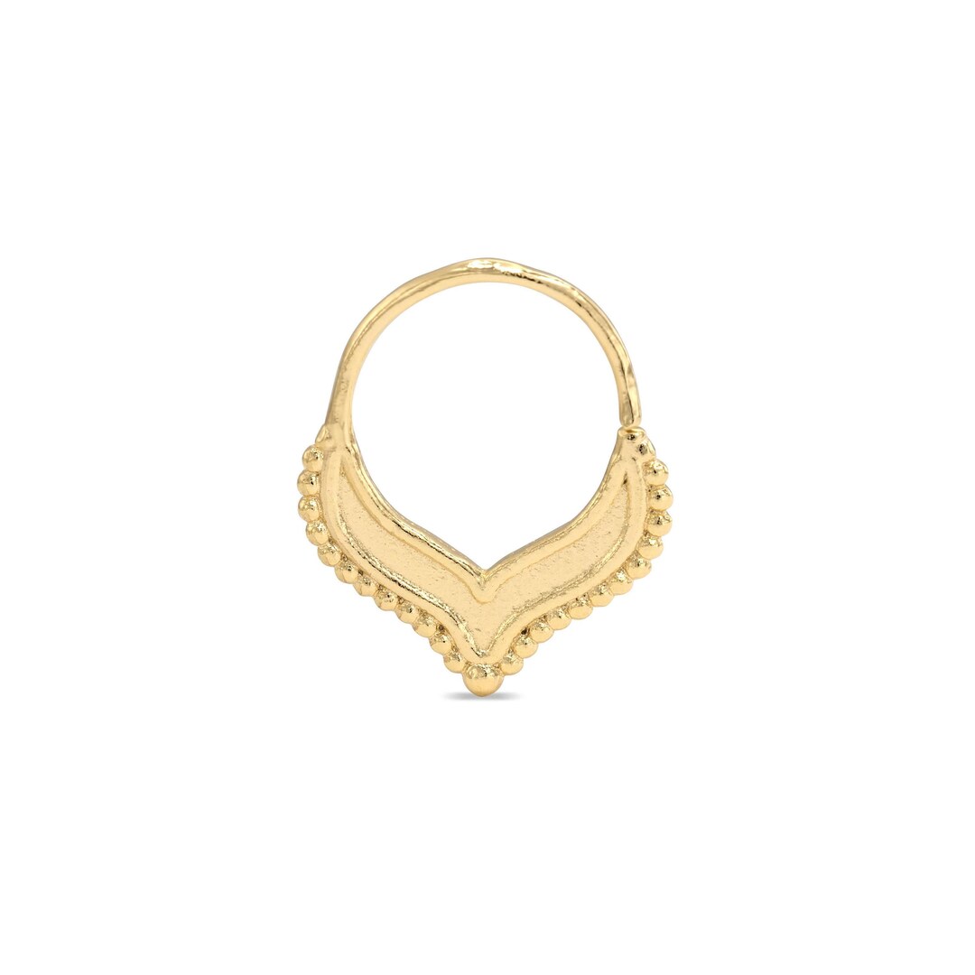Beaded Gold Septum Ring - Solid 14k Yellow or White Gold - Etsy