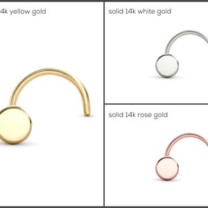 Flat Nose Stud, Disk Nose Stud Gold, Round Nose Stud, Real Gold Nose ...