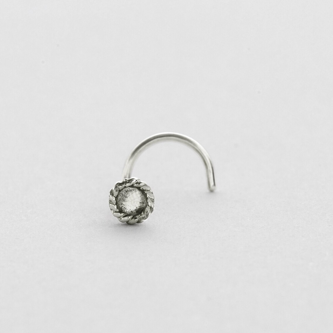White Gold Nose Stud Tiny Whit Gold Nose Pin Nose Stud White - Etsy