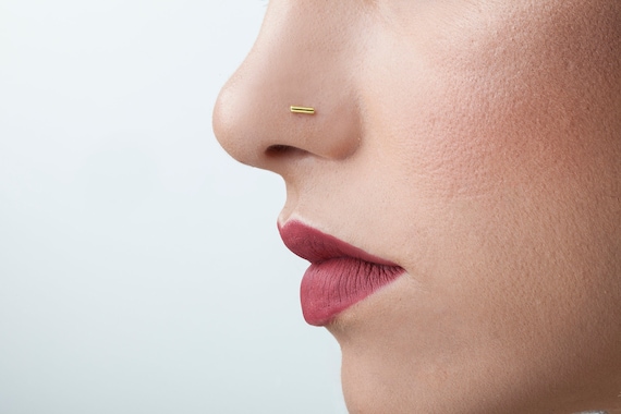 Minimalist Nose Stud Bar Nose Stud 14k Gold Nose Stud Simple Nose Ring Small Nose Pin White Gold Nose Stud 18k Gold Nose Stud SKU 122 Etsy Canada