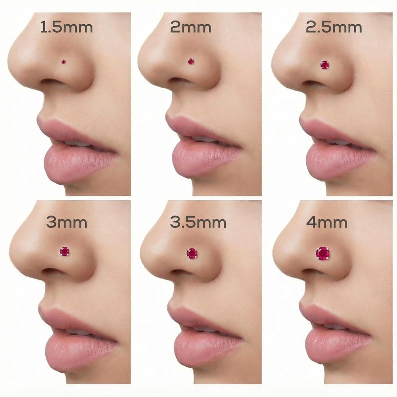 Ruby Nose Stud, Natural Stone, Solid Gold (14k, 18k, 22k, 1.5-4mm) - Etsy