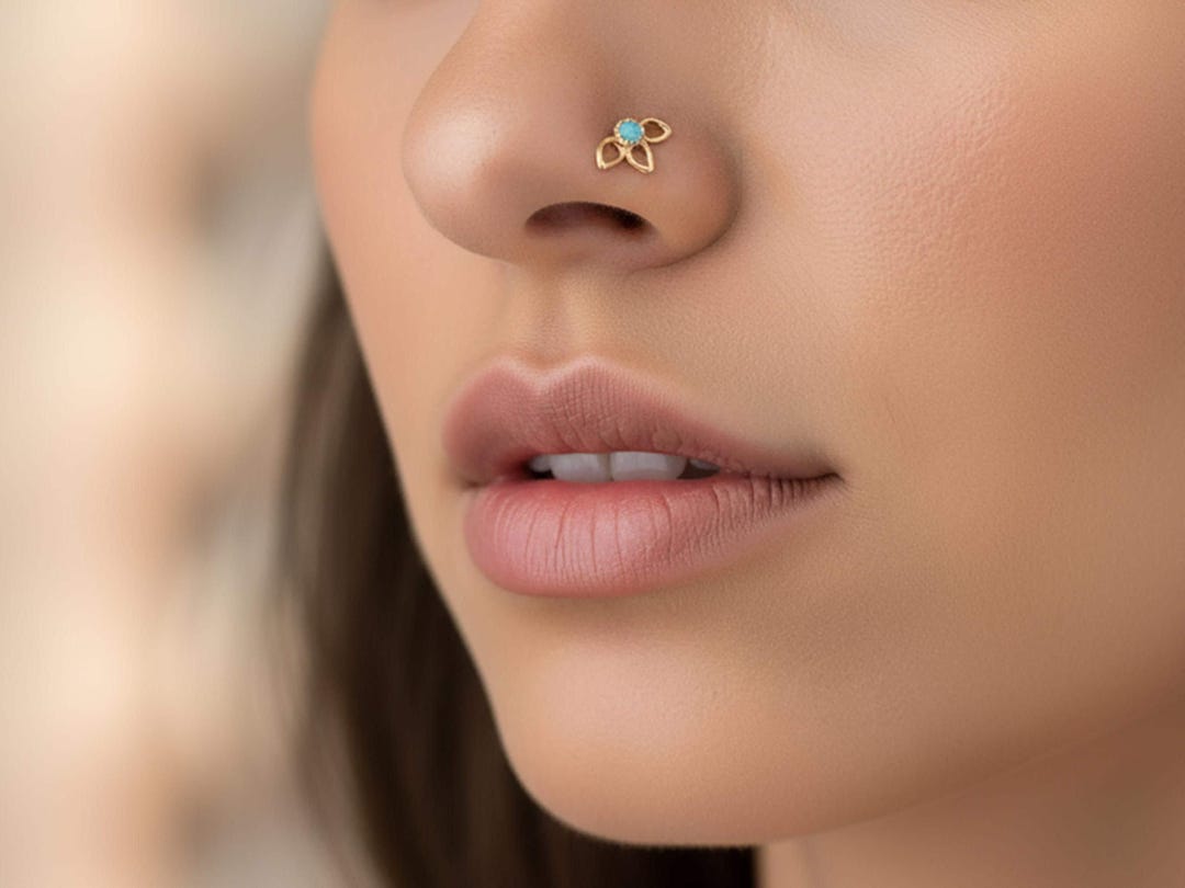 Gold Lotus Nose Stud, 14k Gold Nose Stud, Nose Piercing Jewelry, Flower ...