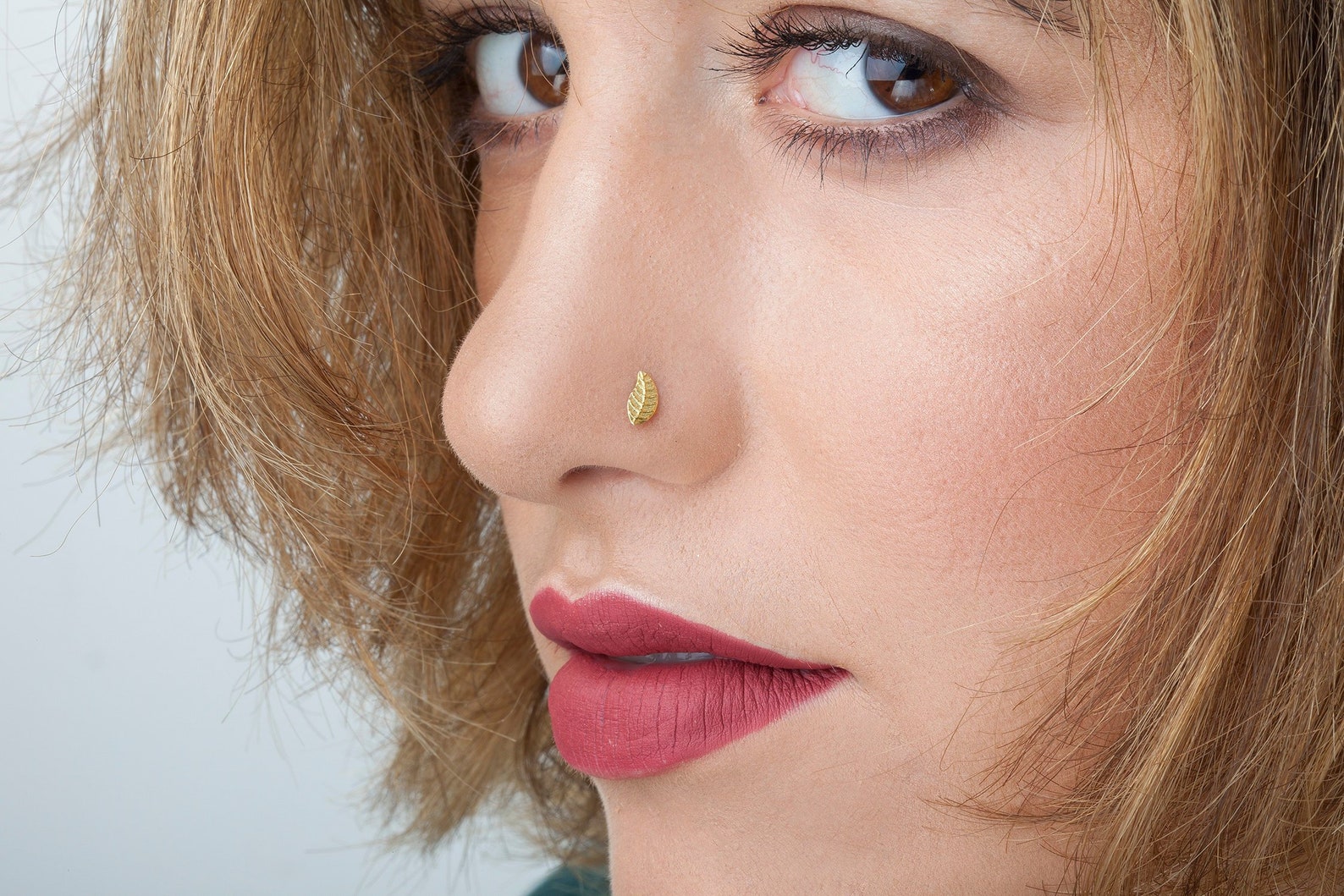 Leaf Jewelry Leaf Nose Stud Leaf Nose Ring 14k Gold Nose | Etsy
