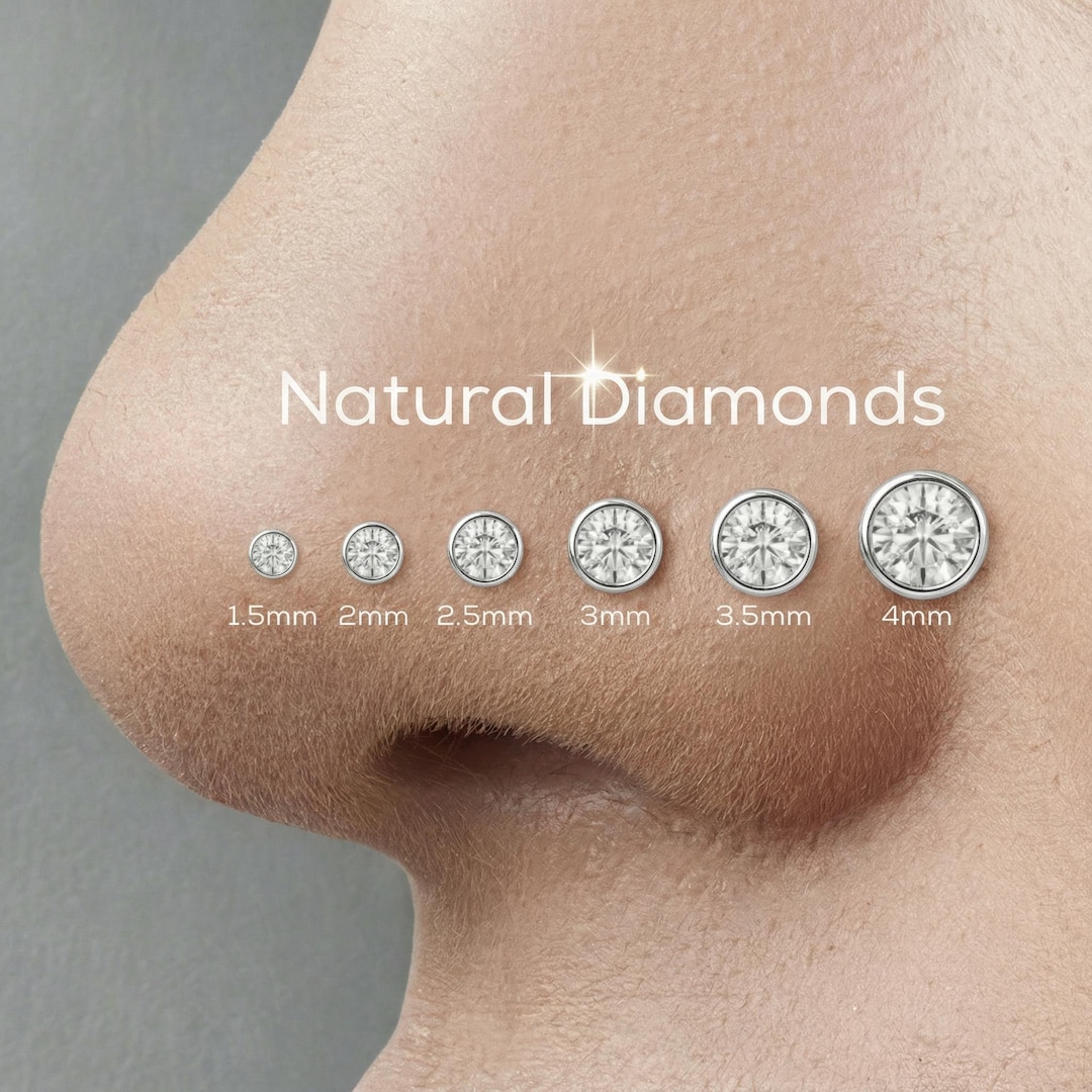 Diamond Nose Stud - Invisible Setting, 14k White Gold - Etsy