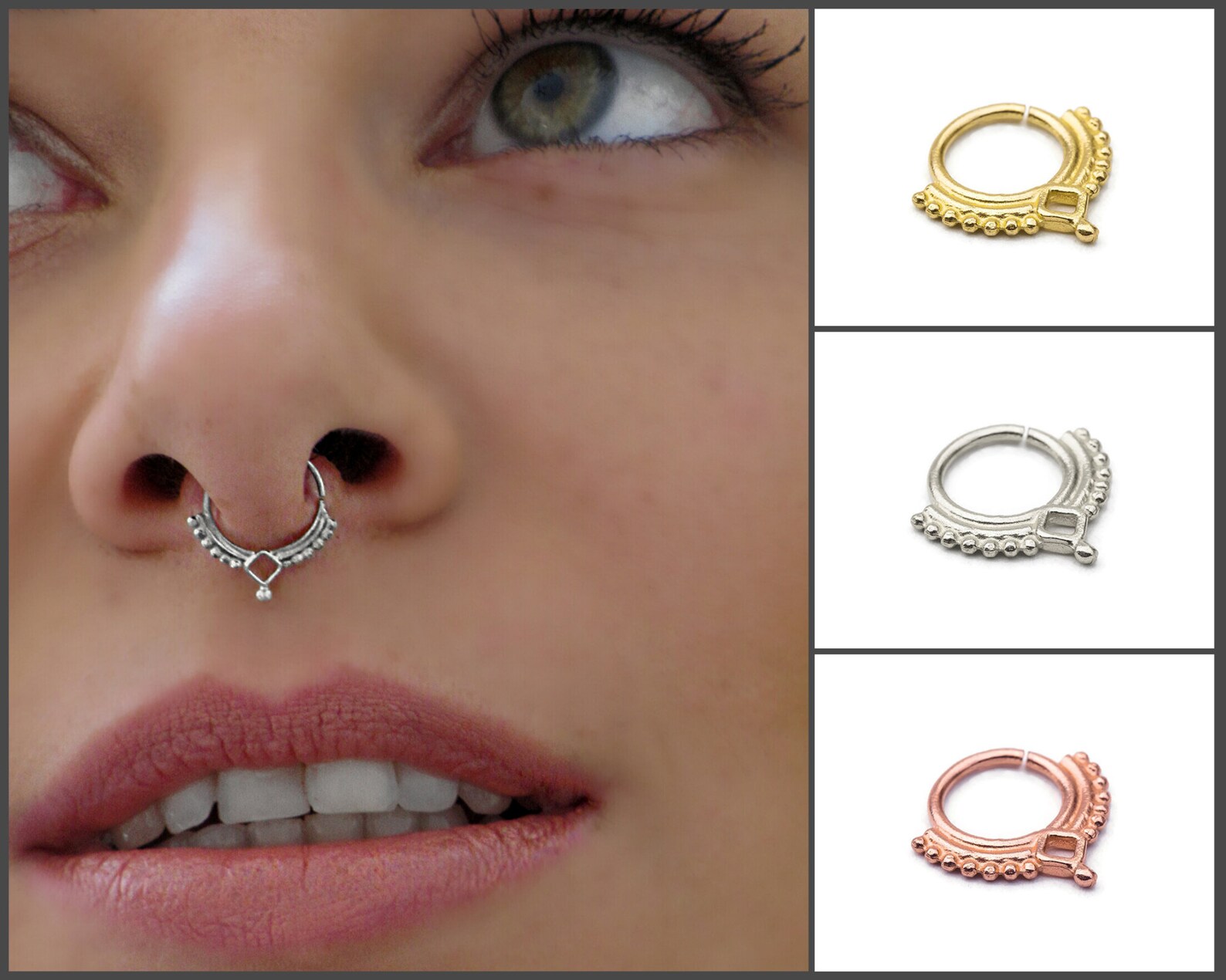 White Gold Septum Ring Septum Gold 14k Septum Jewelry - Etsy