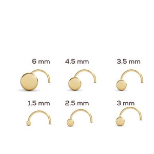 Disk Nose Stud, Flat Nose Stud, 14k Gold Nose Stud, 22k Gold Nose Stud ...
