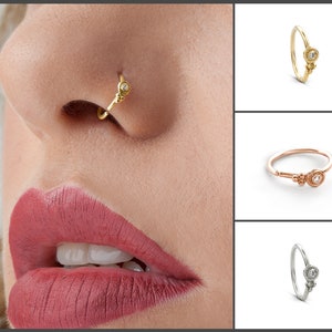 Ruby Nose Ring, Ruby Gold Nose Ring, Rose Gold Nose Ring, White Gold ...
