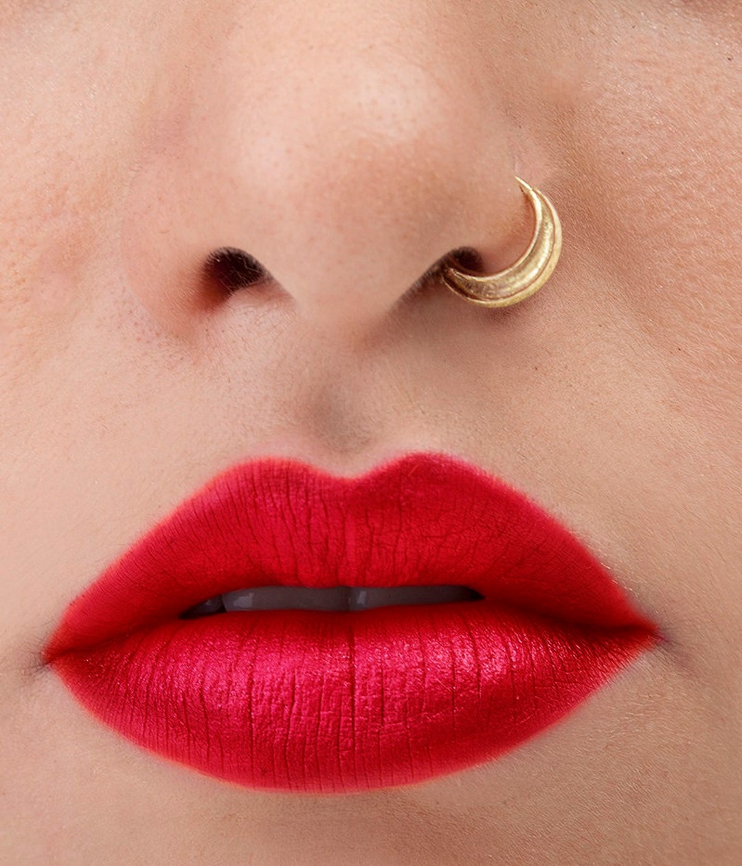 Moon Nose Ring, Gold Nose Ring, Nose Ring, Nose Hoop, Indian Nostril ...