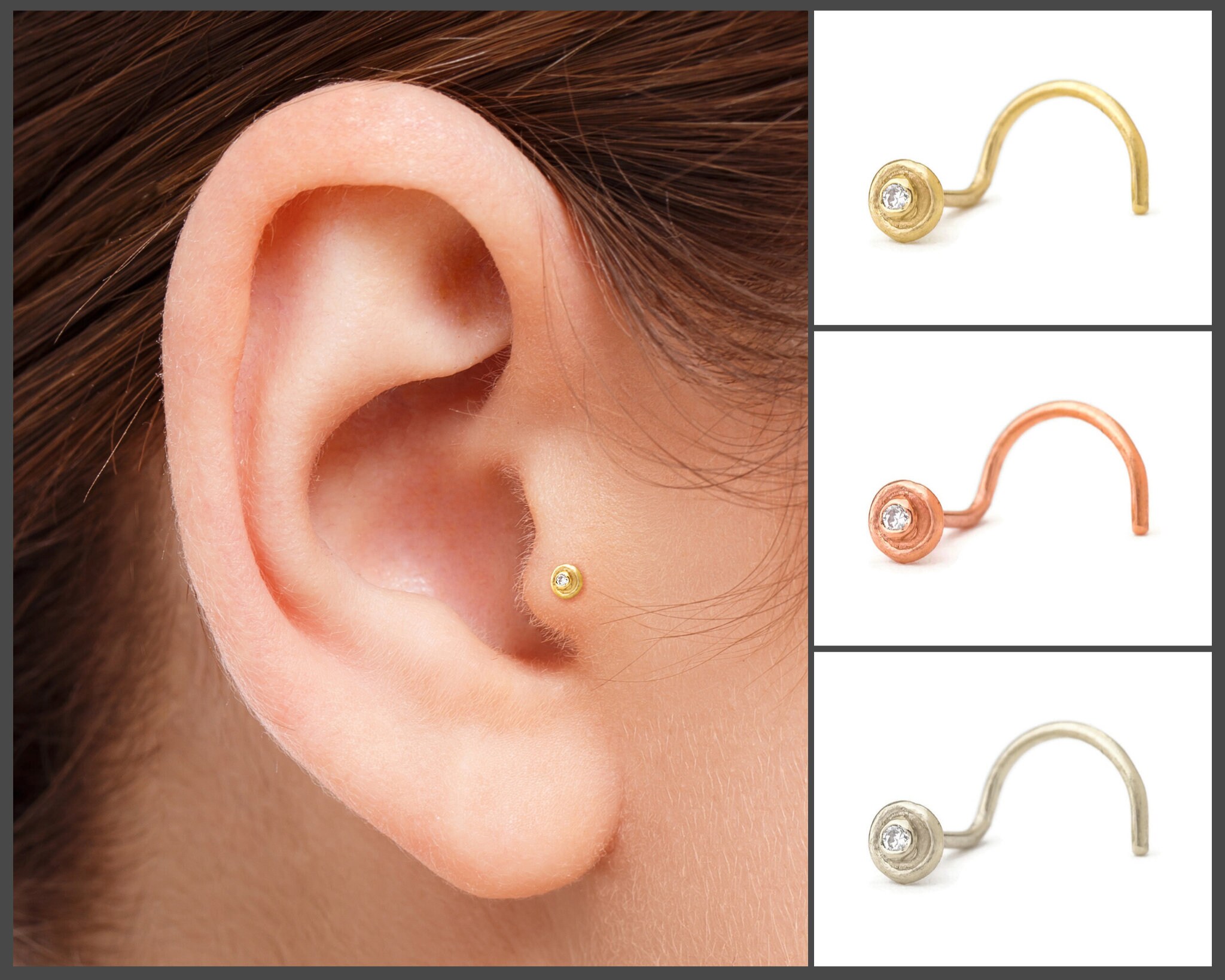 Diamond Tragus Earring Tiny Tragus Piercing Gold Tragus - Etsy Israel