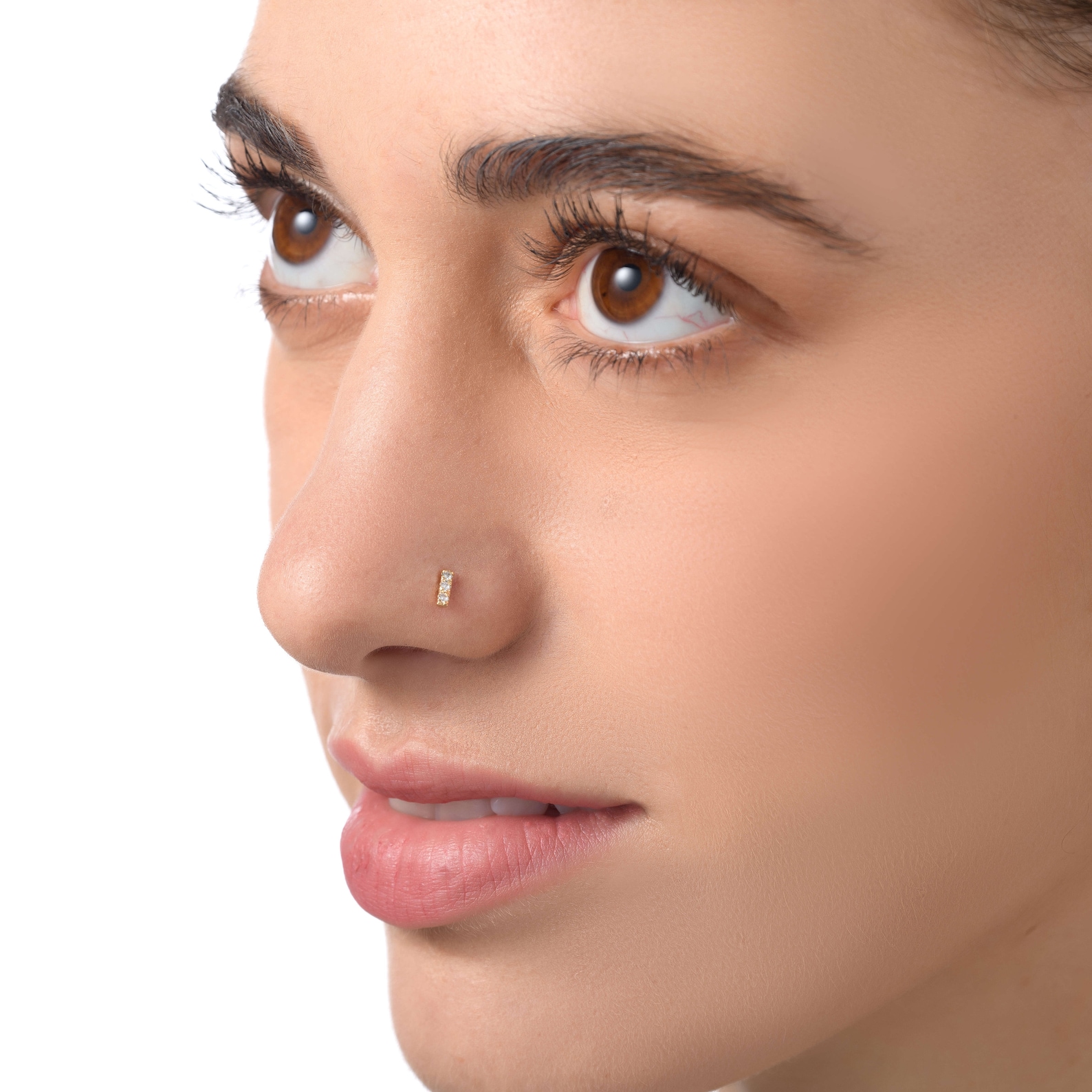 Diamond Bar Nose Stud Diamond Nose Ring 3 Diamonds Nose - Etsy