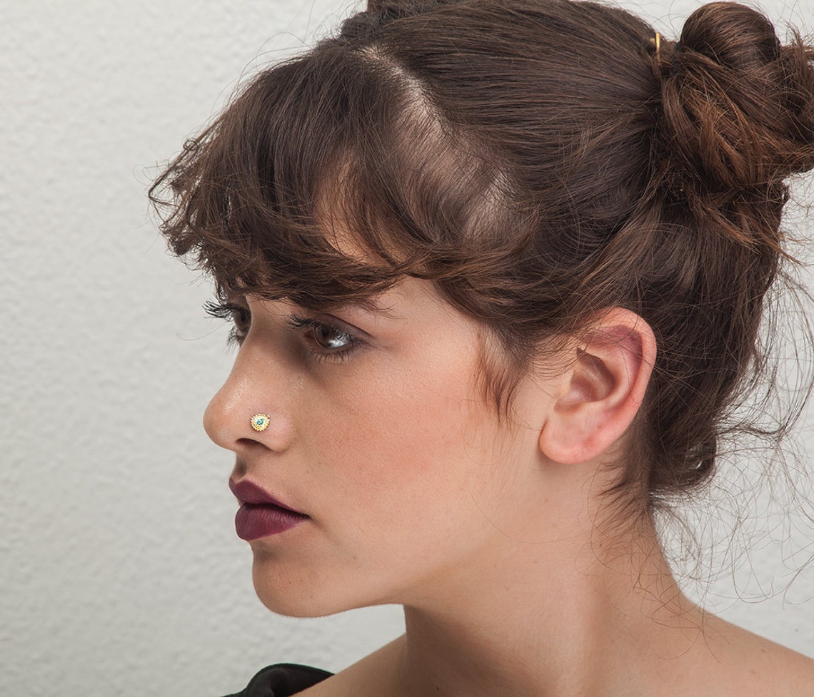 Large Nose Stud Solid 14k Yellow Gold Indian Nose Stud Nose - Etsy