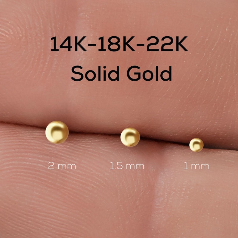 22k Solid Gold Studs Ball - Etsy