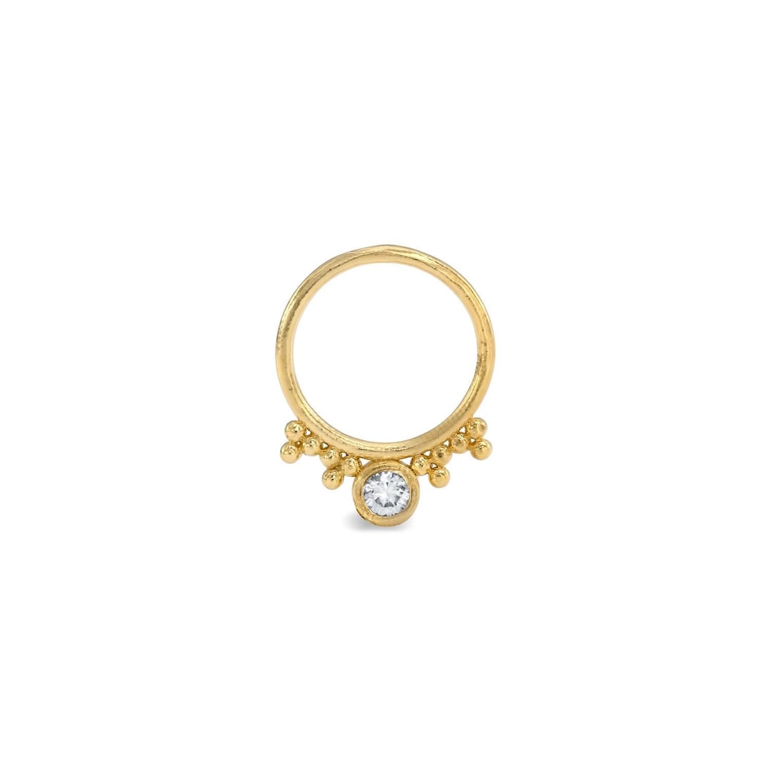 Diamond Solid 14k Gold Septum Ring, Rose Gold Diamond Septum, White ...