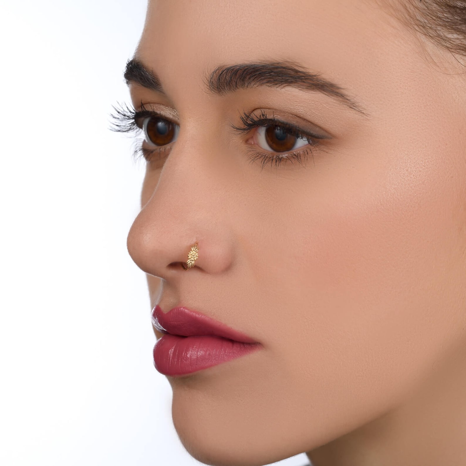 Gold Nose Ring Flower Nose Hoop Nose Ring Hoop Gold 14k | Etsy