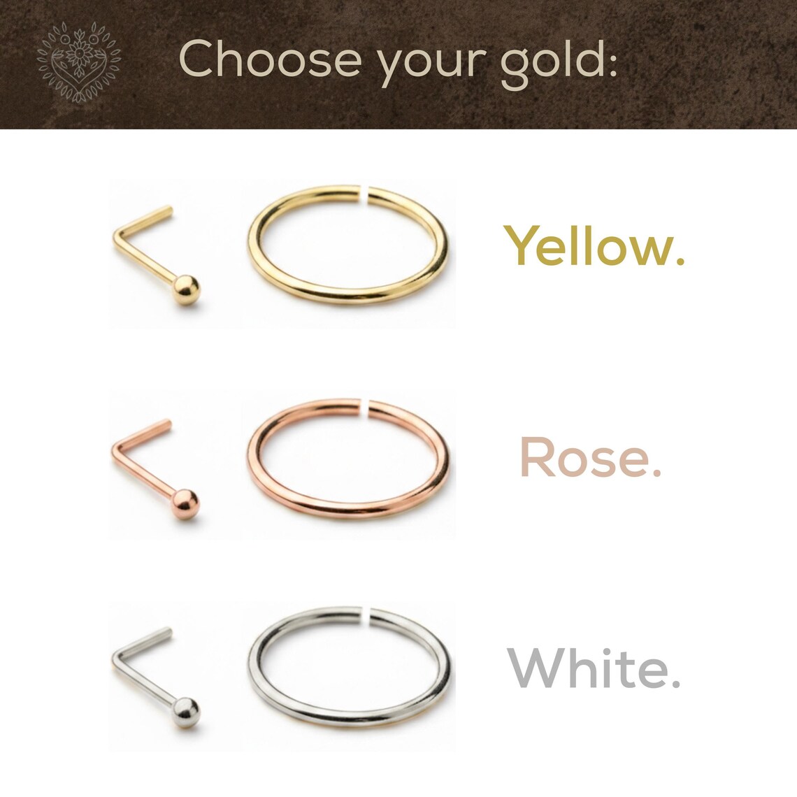 Nose Ring Set: 14k White Gold Hoop and Stud - Small, Minimal - Etsy