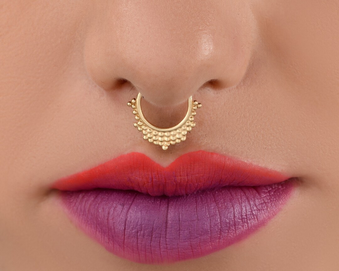 Gold Septum Ring, Solid Gold Septum, 14k Gold Septum, Septum Ring 16g ...