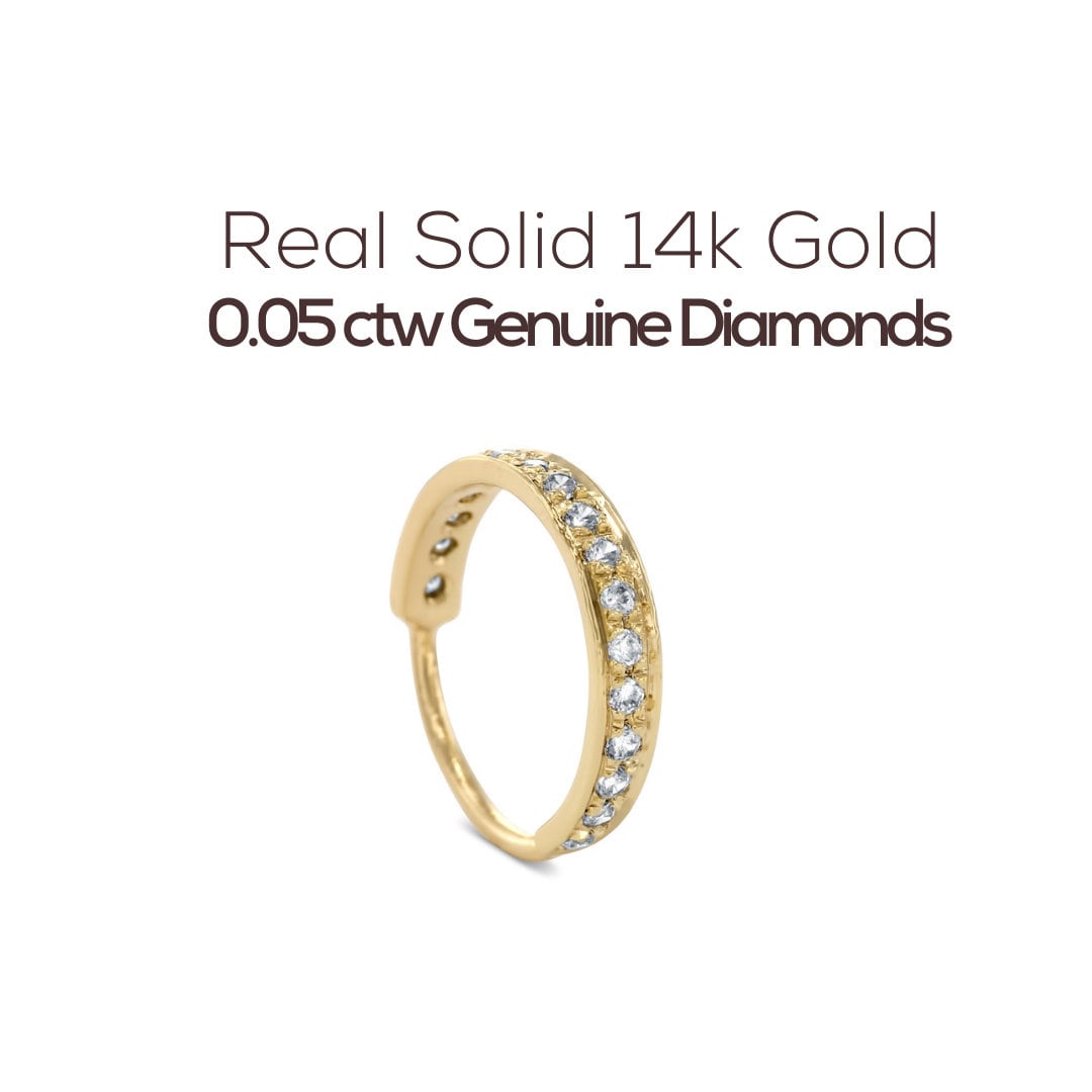 Diamond Nose Ring, Diamond Nose Hoop, Genuine Diamonds Nose Piercing ...