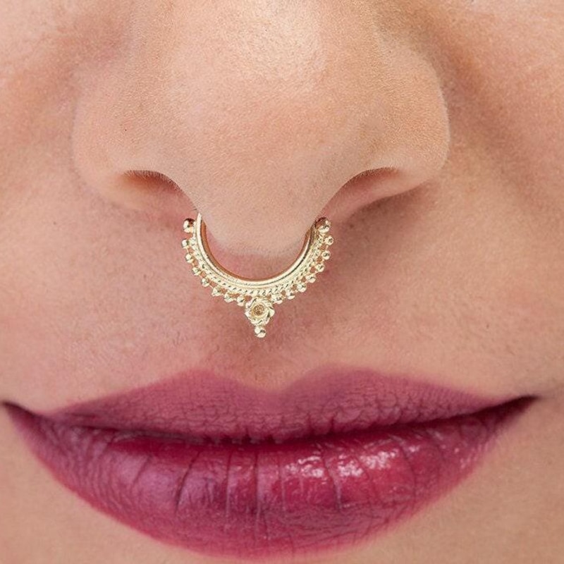 Septum Ring 22k Gold Indian - Etsy UK