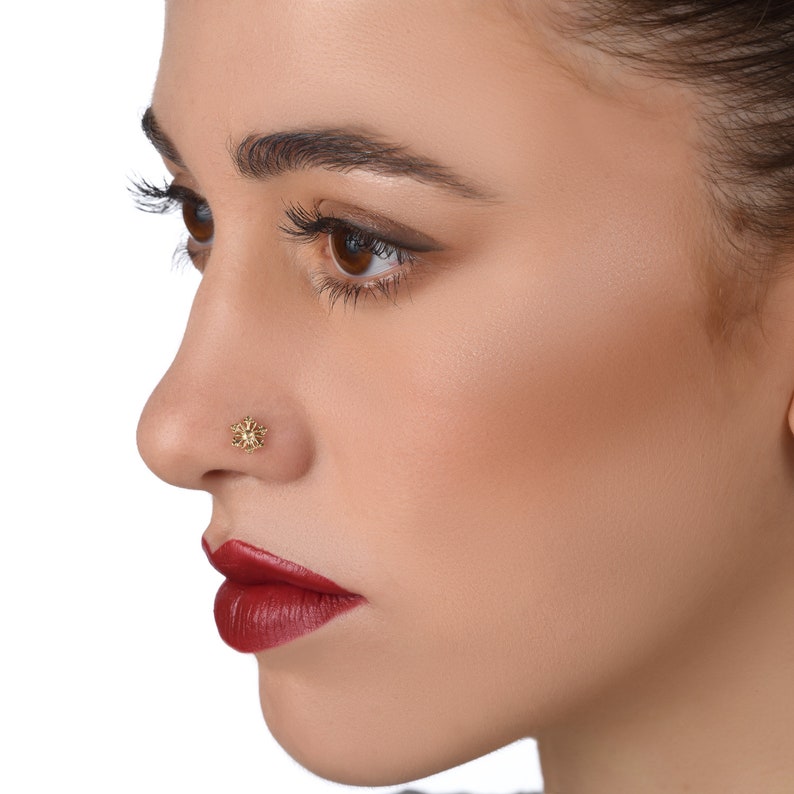 Large Nose Ring Large Nose Stud Gold Nose Ring 14k Gold - Etsy