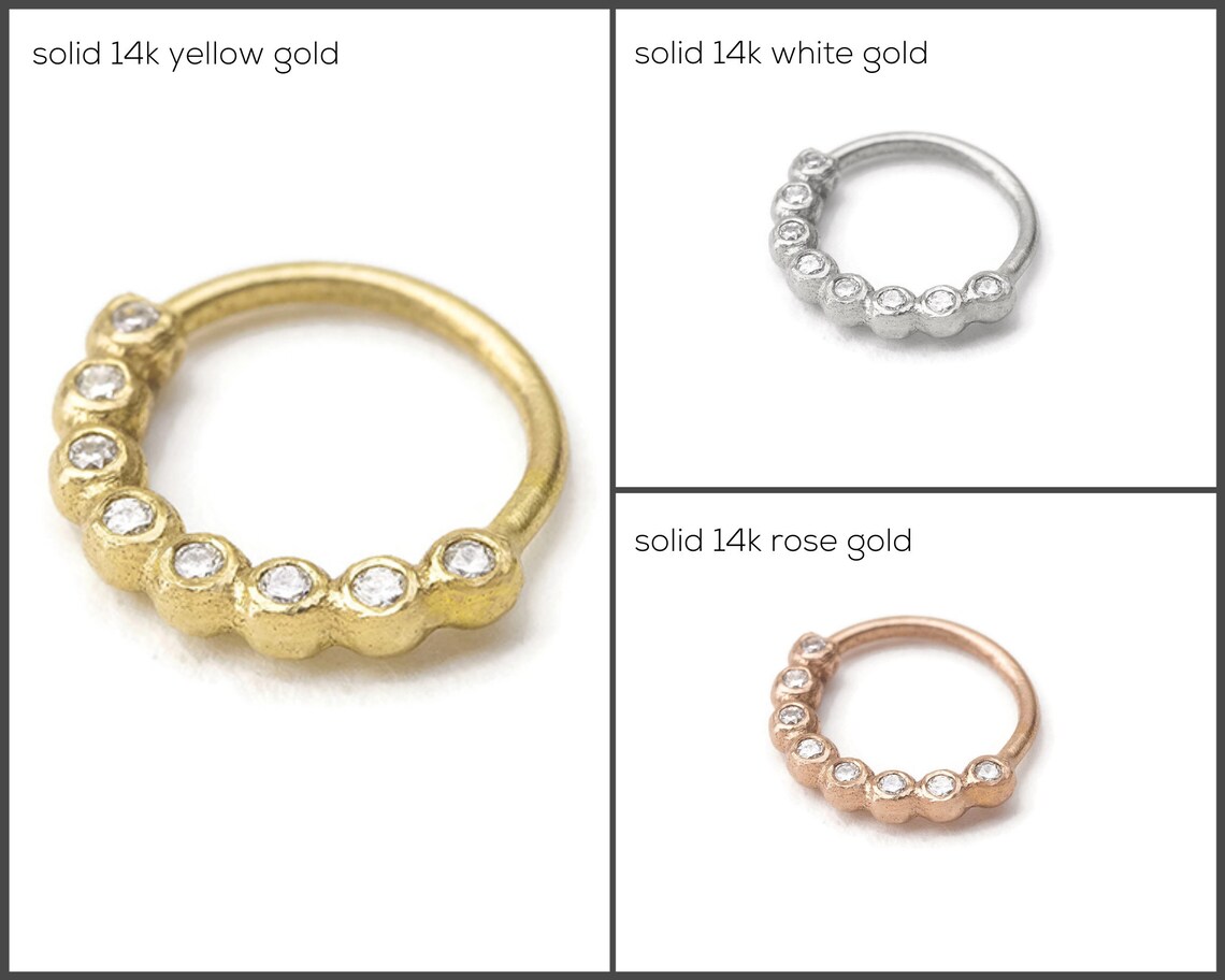 Diamond Septum Ring Diamond Piercing Diamond Nose Ring | Etsy