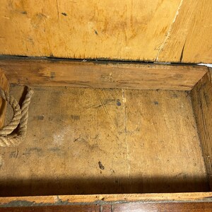 Vintage Wooden Homemade Box With Hasp Lockable Notches Rope Handle ...