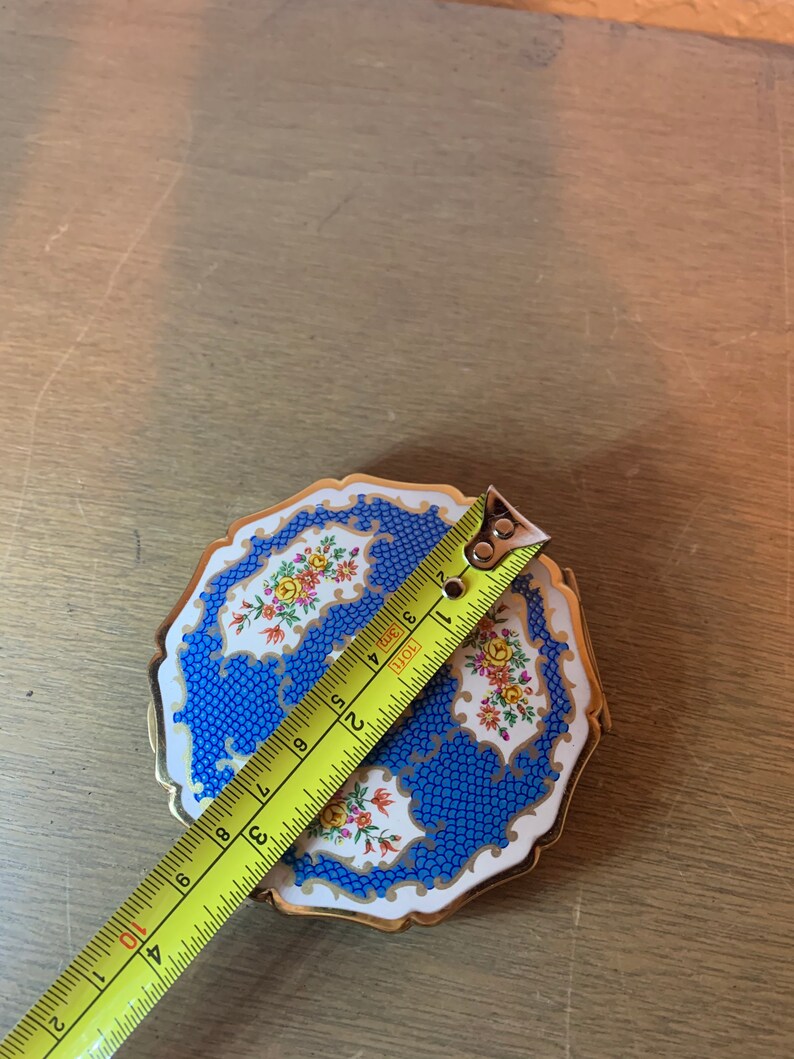 Vintage Stratton Compact Blue Enamel Floral Retro Makeup | Etsy