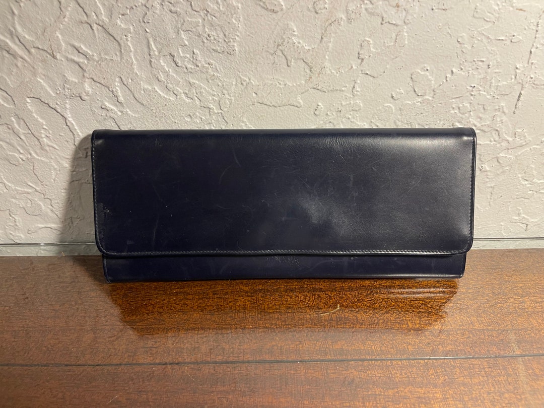 Vintage Leather Purse Made in Italy Clutch Purse Indigo Navy Royal ...
