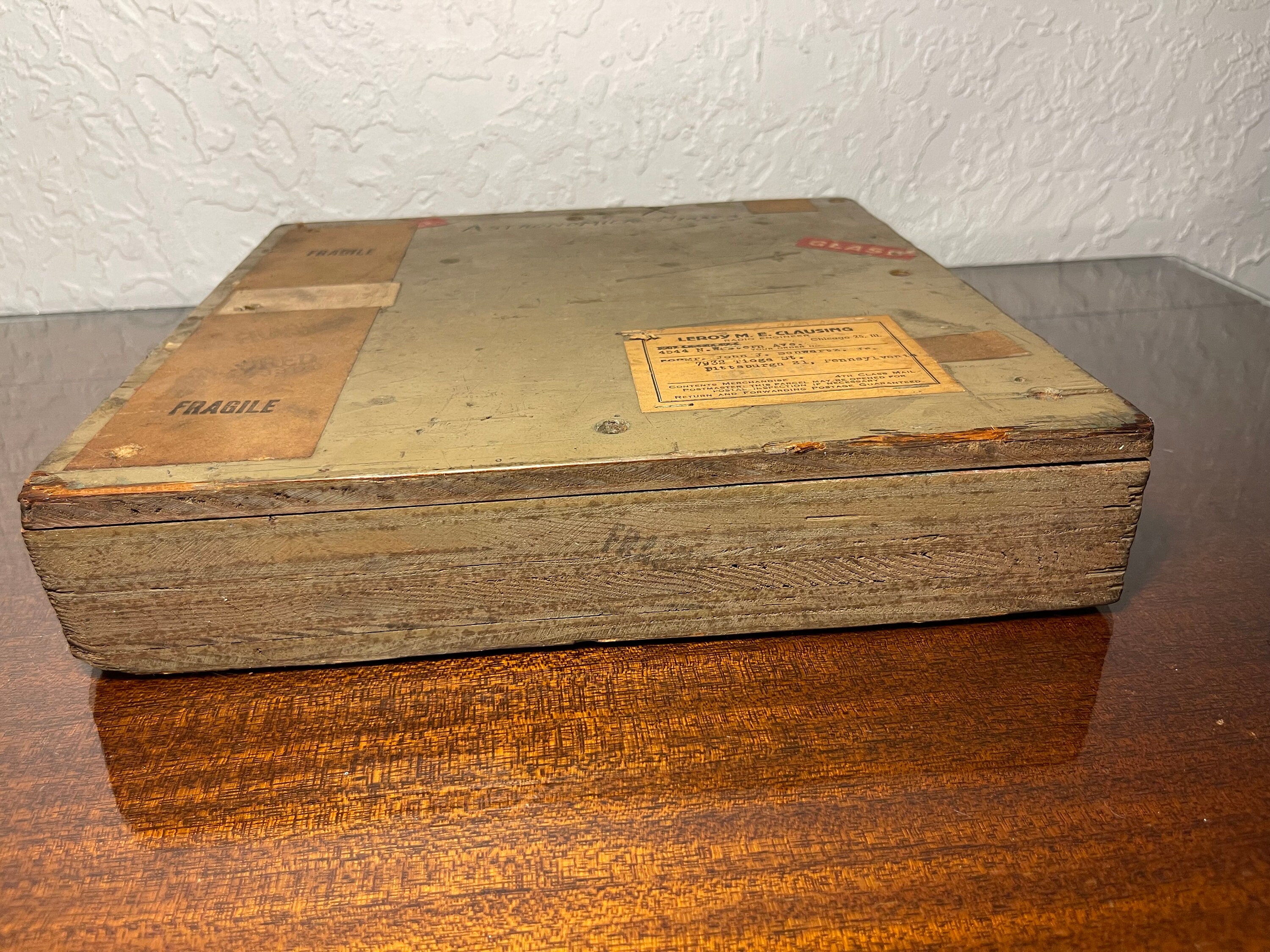 1940s Shipping Crate Astronomical Mirror Wooden Box Vintage Shipping ...