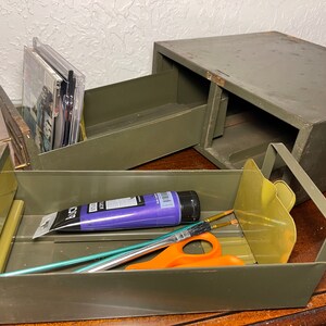 Vintage Cole Steel Metal Index Card File Drawer Cabinet Olive Drab ...