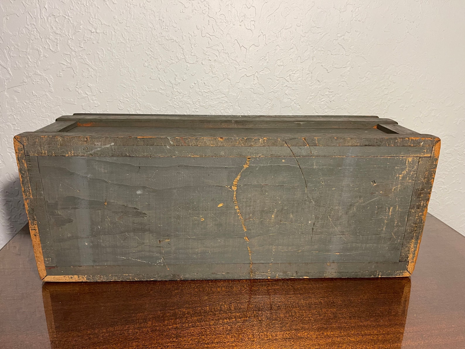 Vintage Wood Toolbox Gray Toolbox Storage Box Removable Tray Craft Box ...