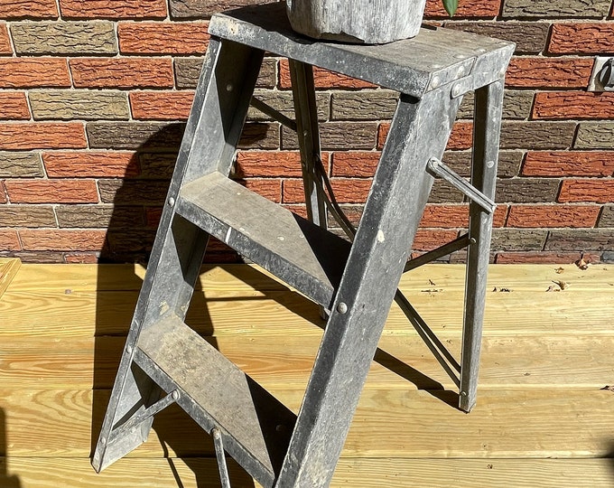 Vintage Superlight Ladder Step Stool Metal Folding Ladder Metal Step ...