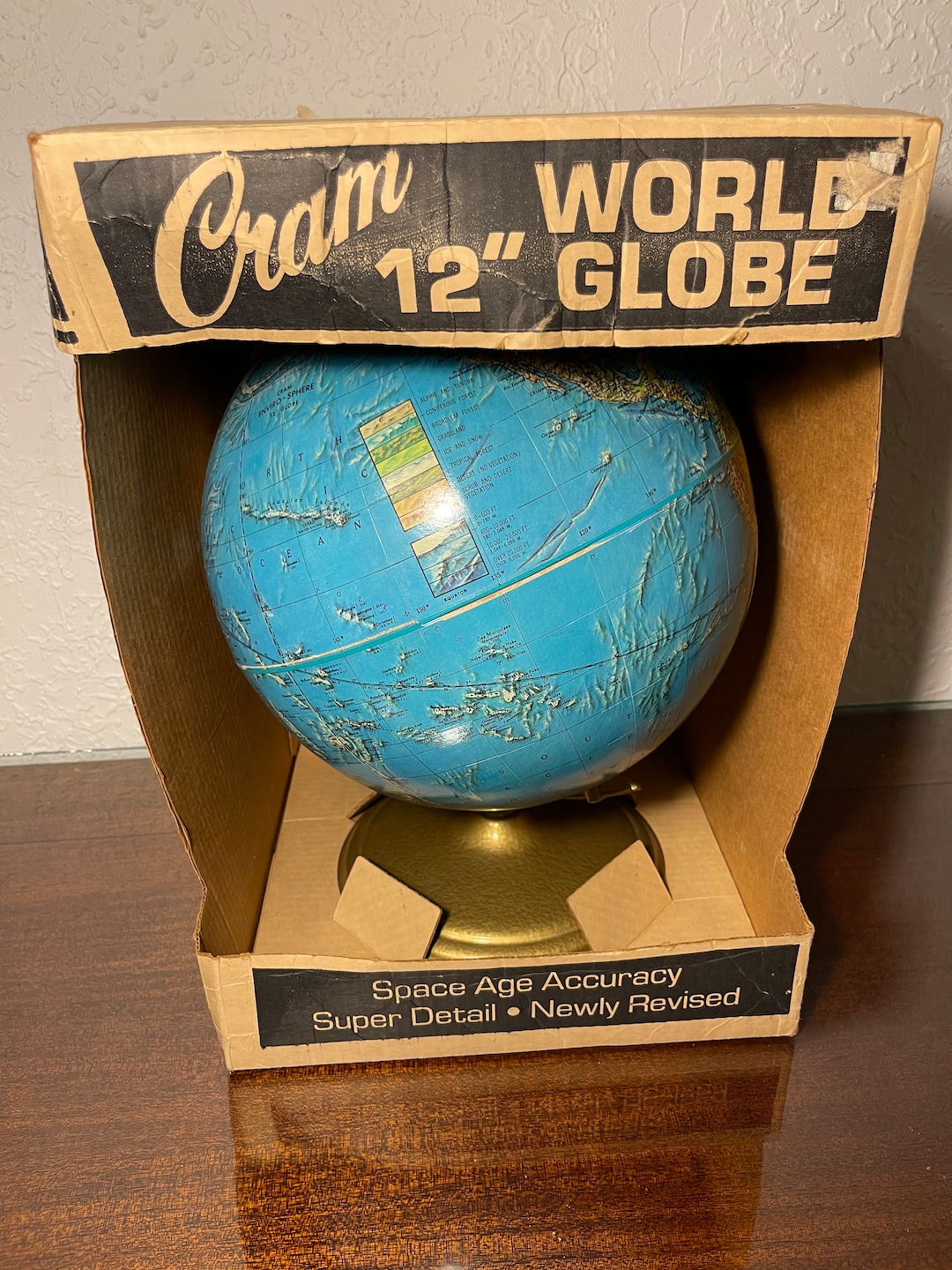Vintage New Old Stock 1970s Cram 12" World Globe Original Box Vintage ...