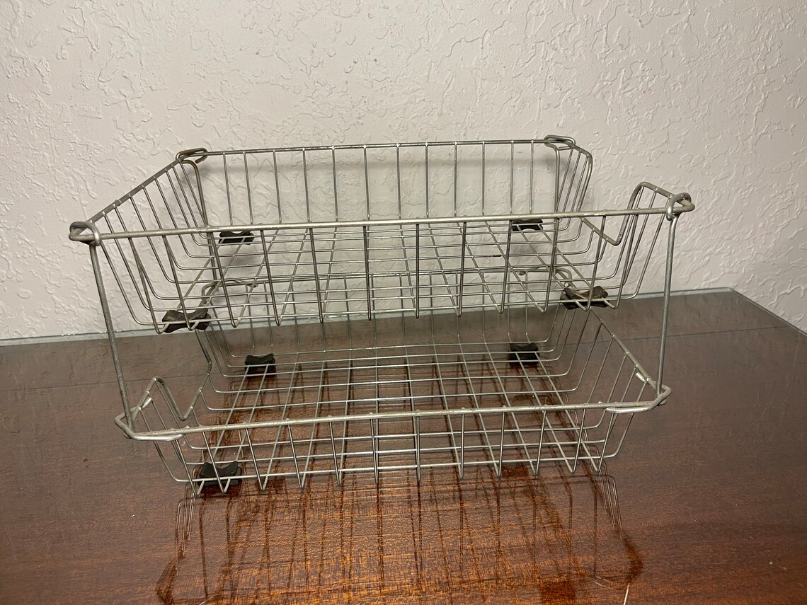 Vintage Wire Paper Trays Stacked Vintage Trays Tiered Paper Tray ...