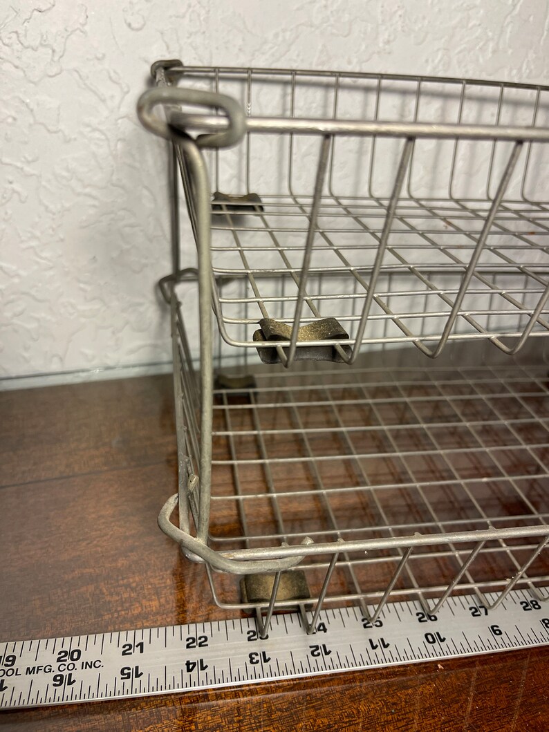 Vintage Wire Paper Trays With Rubber Feet Tiered Paper Tray Office ...