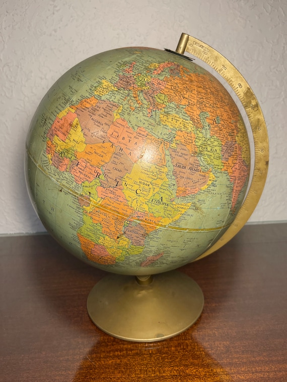 12 Inch Replogle Reference Globe 1957 Replogle Terrestrial Globe With