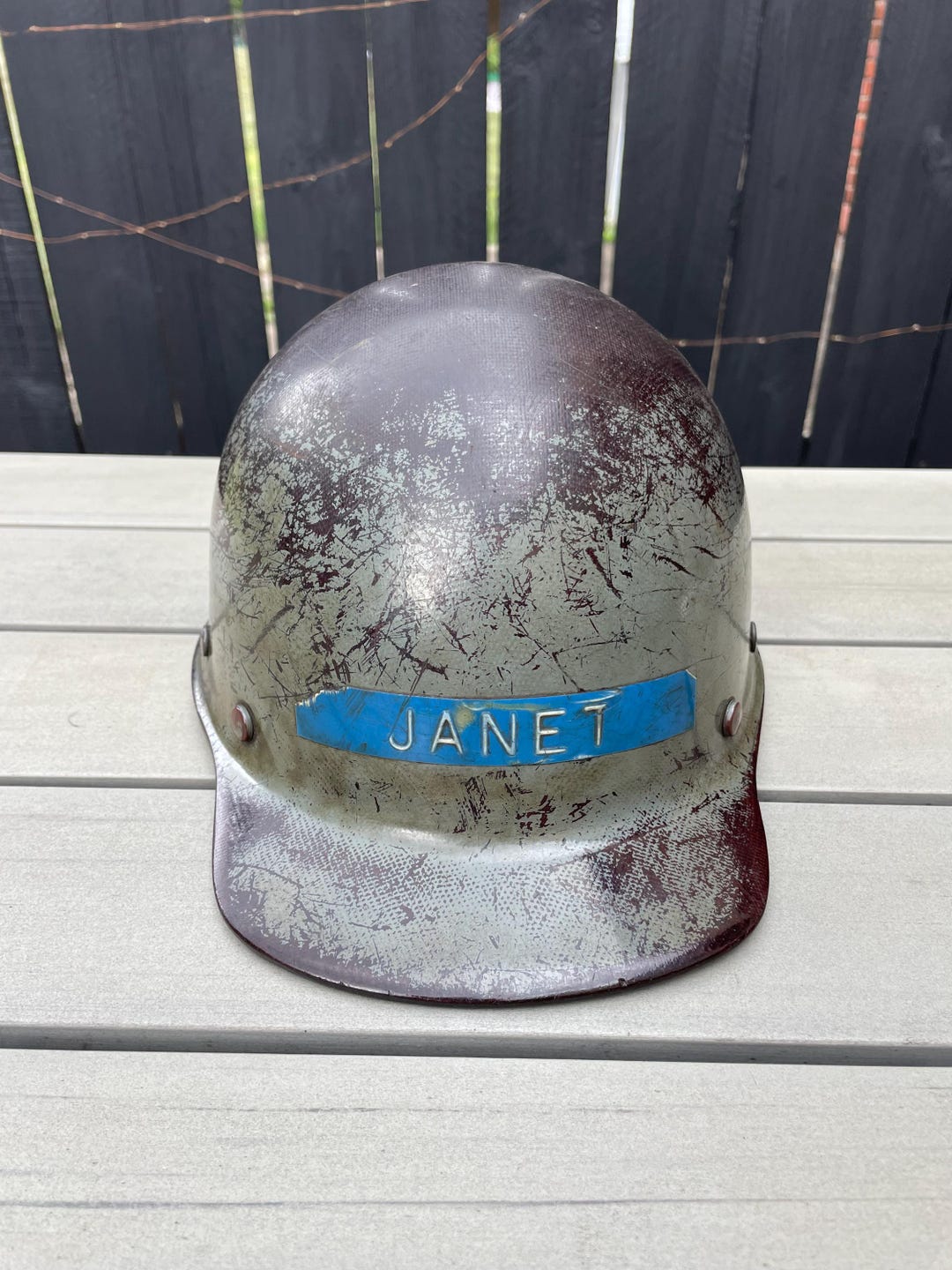 MSA Fiberglass VTG Hardhat Janet Green Retro Industrial Decor Brown ...