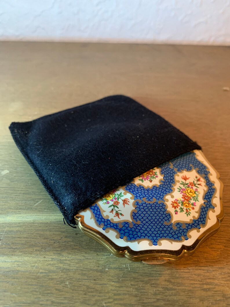 Vintage Stratton Compact Blue Enamel Floral Retro Makeup | Etsy