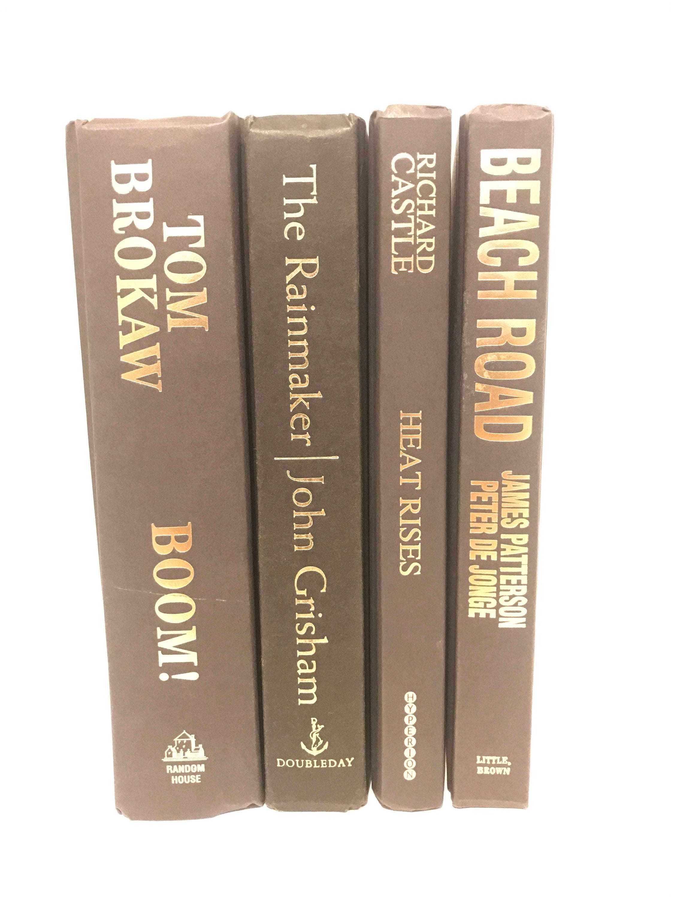 Gray Book Set Gold Writing Book Decor Instant Library Book - Etsy