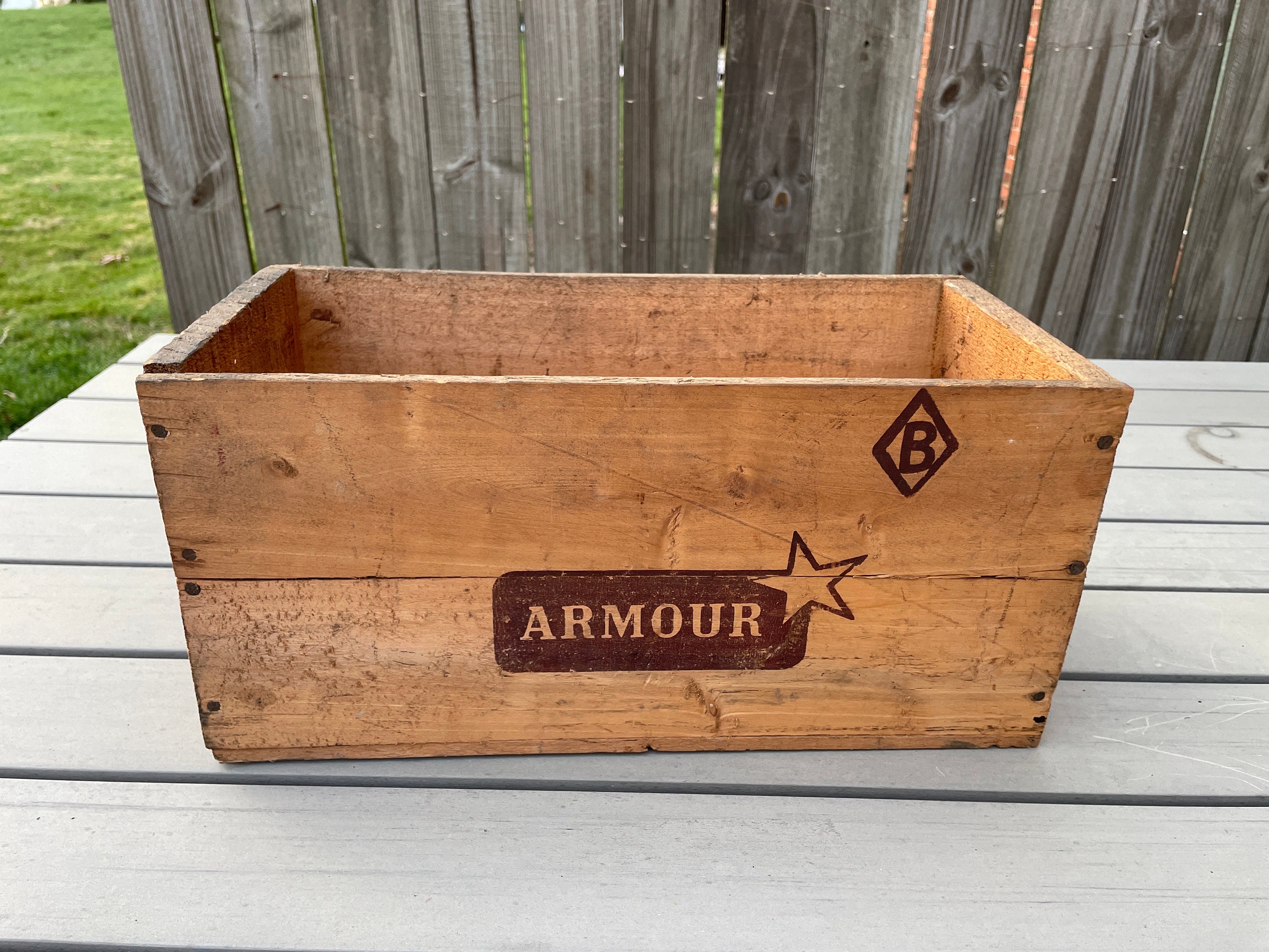 Vintage Wood Crate Armour Argentina Corned Beef Box No 1 Wooden Storage ...