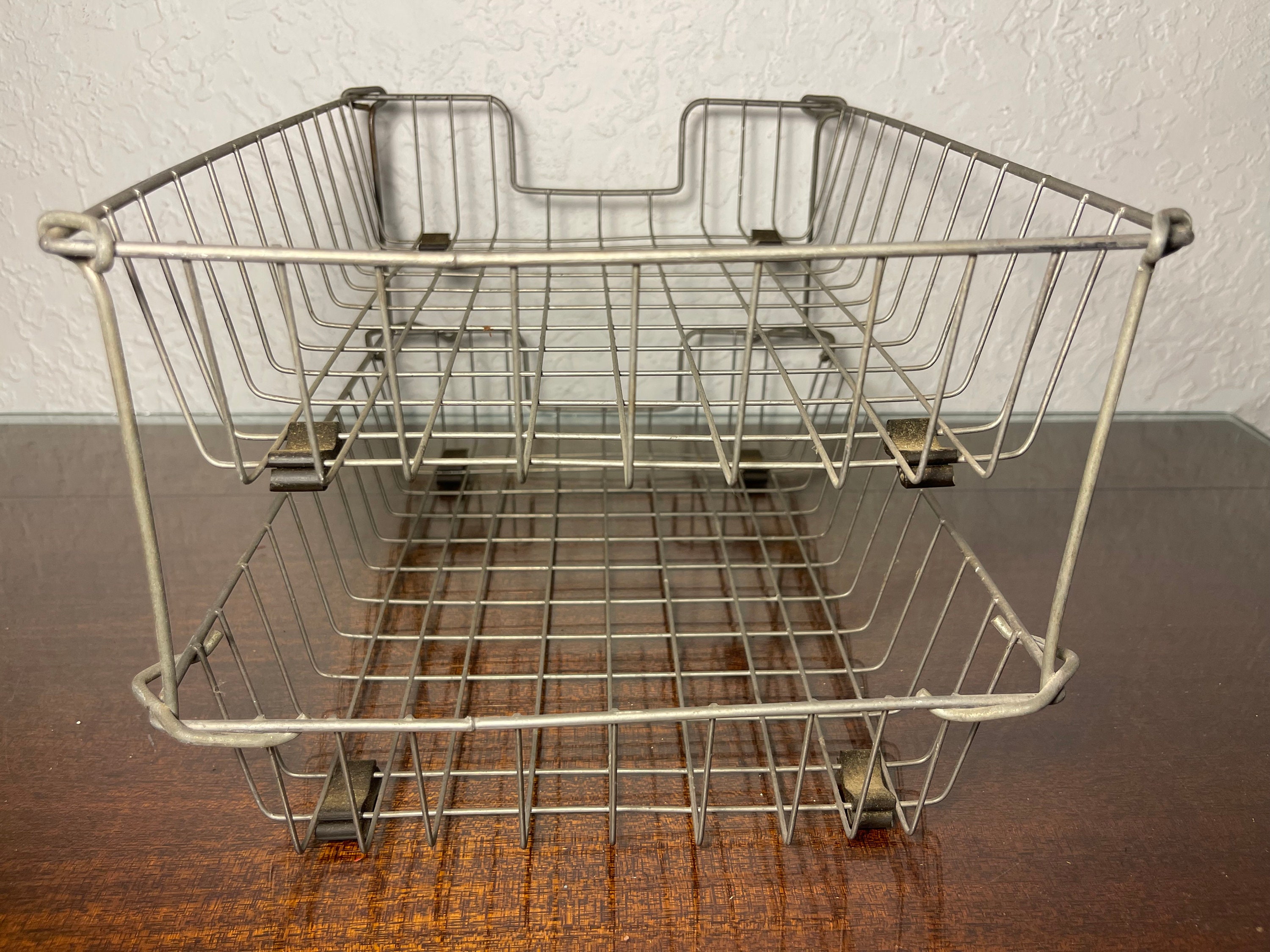 Vintage Wire Paper Trays With Rubber Feet Tiered Paper Tray Office ...