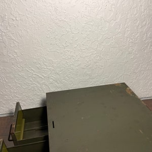 Vintage Cole Steel Metal Index Card File Drawer Cabinet Olive Drab ...