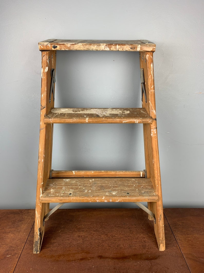 Vintage Household Natural Wooden 2 Foot Step Ladder Industrial - Etsy