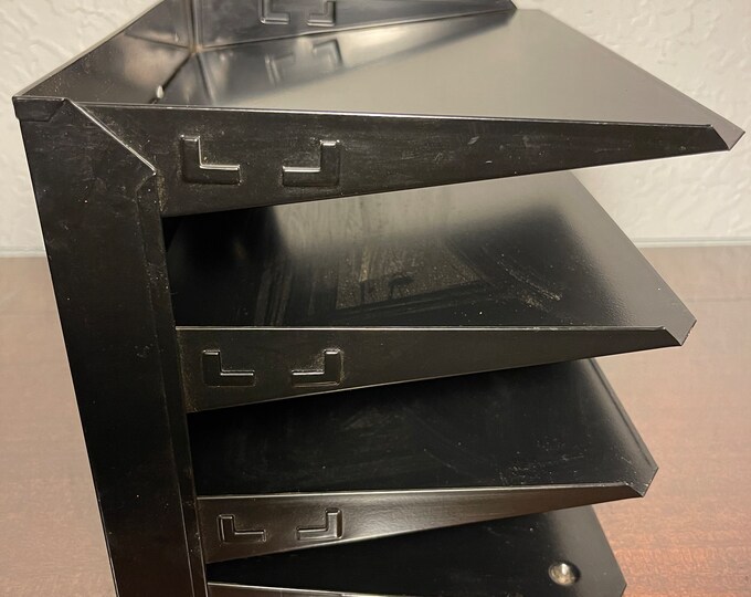 Vintage Steelmaster Lit-ning Black Metal Four Tier Paper Traymetal ...