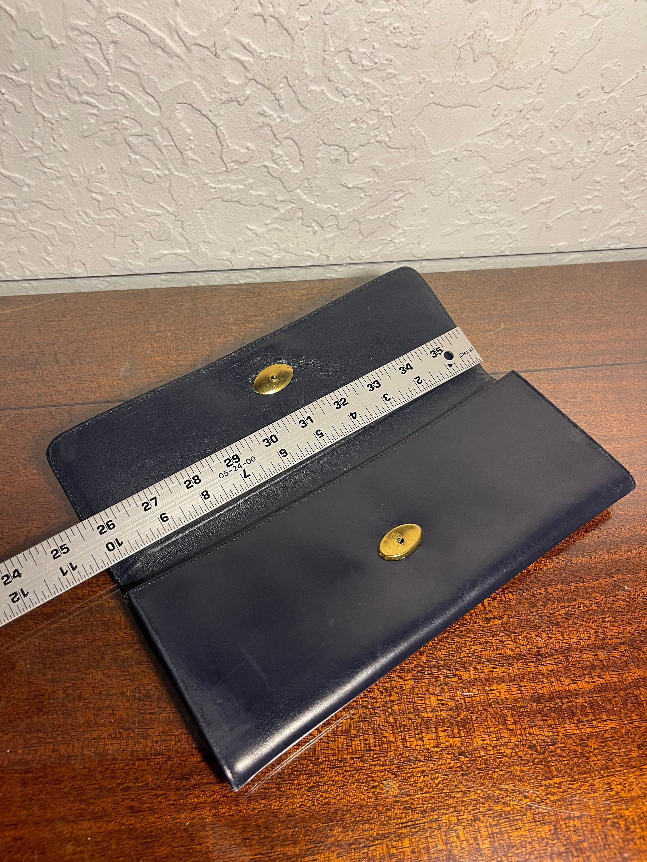 Vintage Leather Purse Made in Italy Clutch Purse Indigo Navy Royal ...