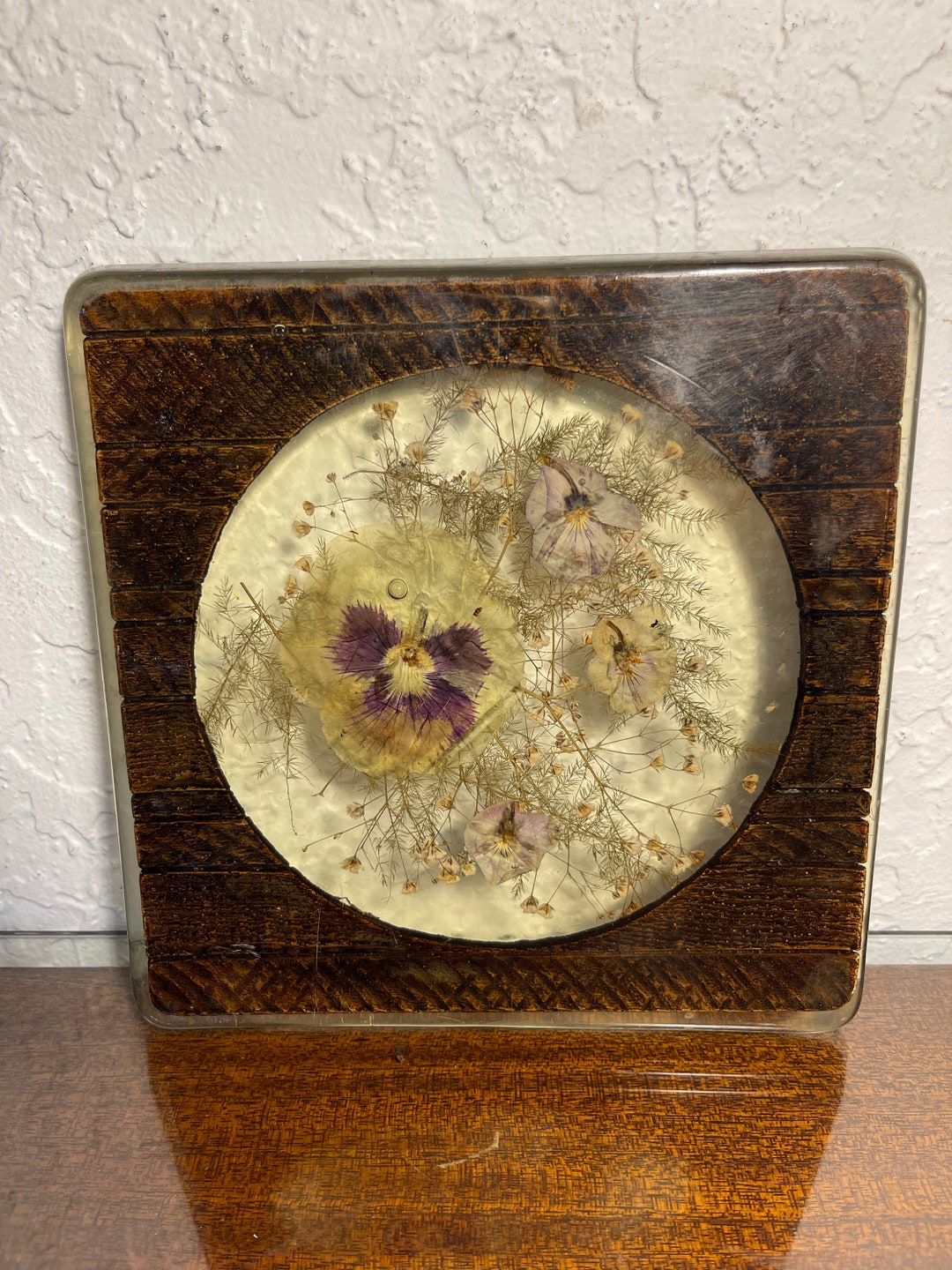 Vintage Trivet Pressed Flower Resin Trivet Tray Flower Wall Hanging ...