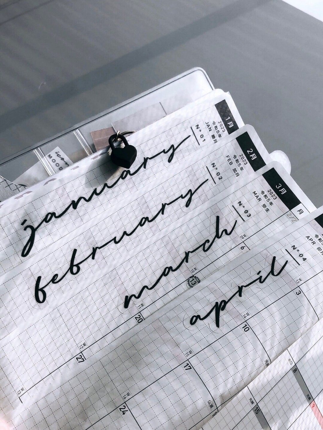 Monthly Script Stickers - Bujo, Journaling, Bookbound - Etsy