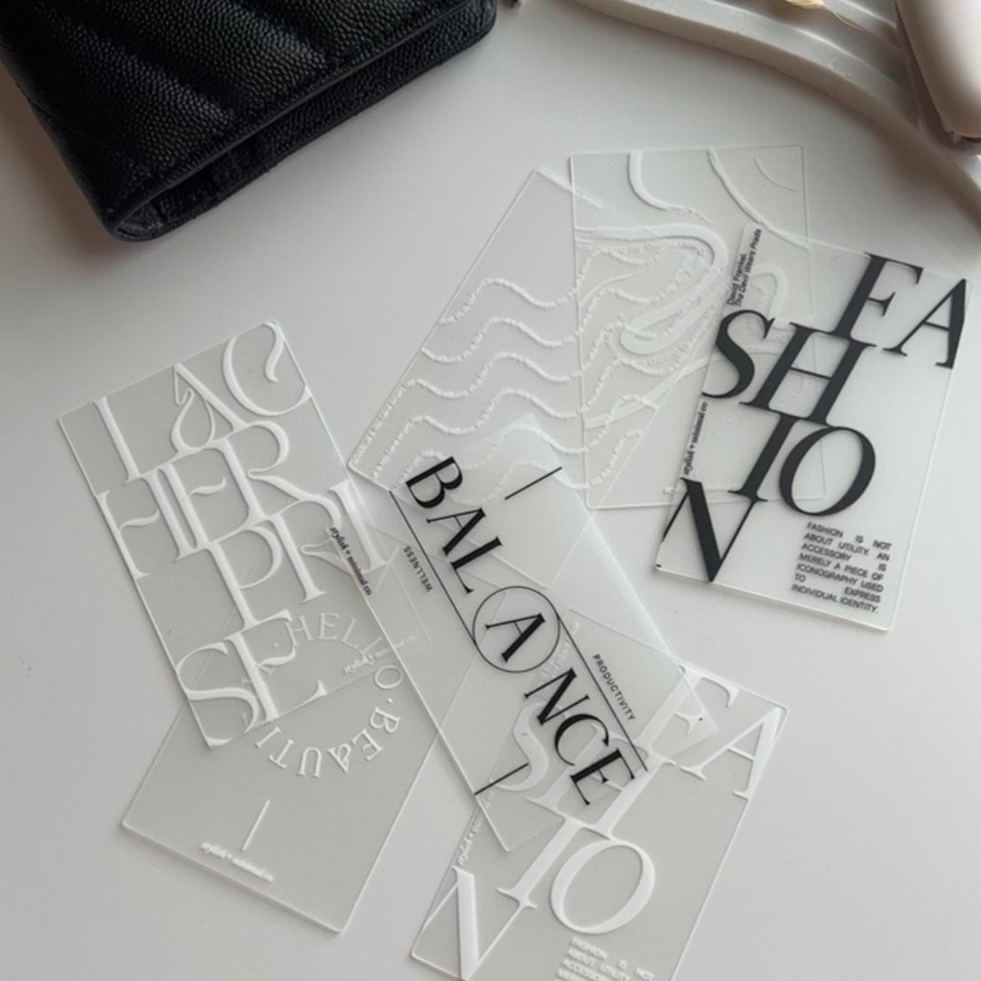 Minimal White on Frosted Plastic Deco Card - Etsy