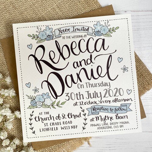Hand Lettered Wedding Invitation | Etsy